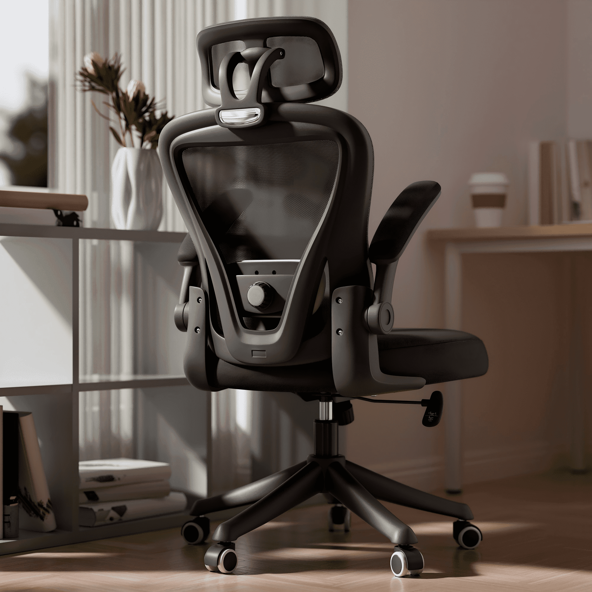 HomeZeer Ergonomic High Back Office Chair with Lumbar Support and Flip ...