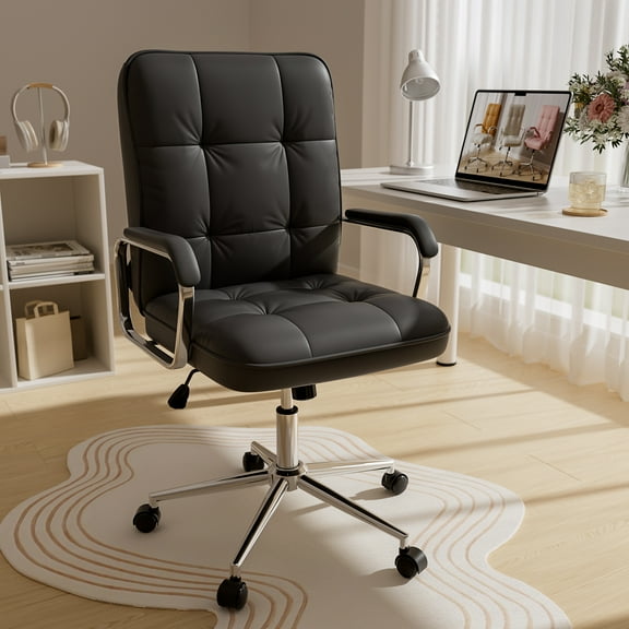 Sptwo Office Desk Computer Chair Ergonomic Executive Mid-Back Leather ...