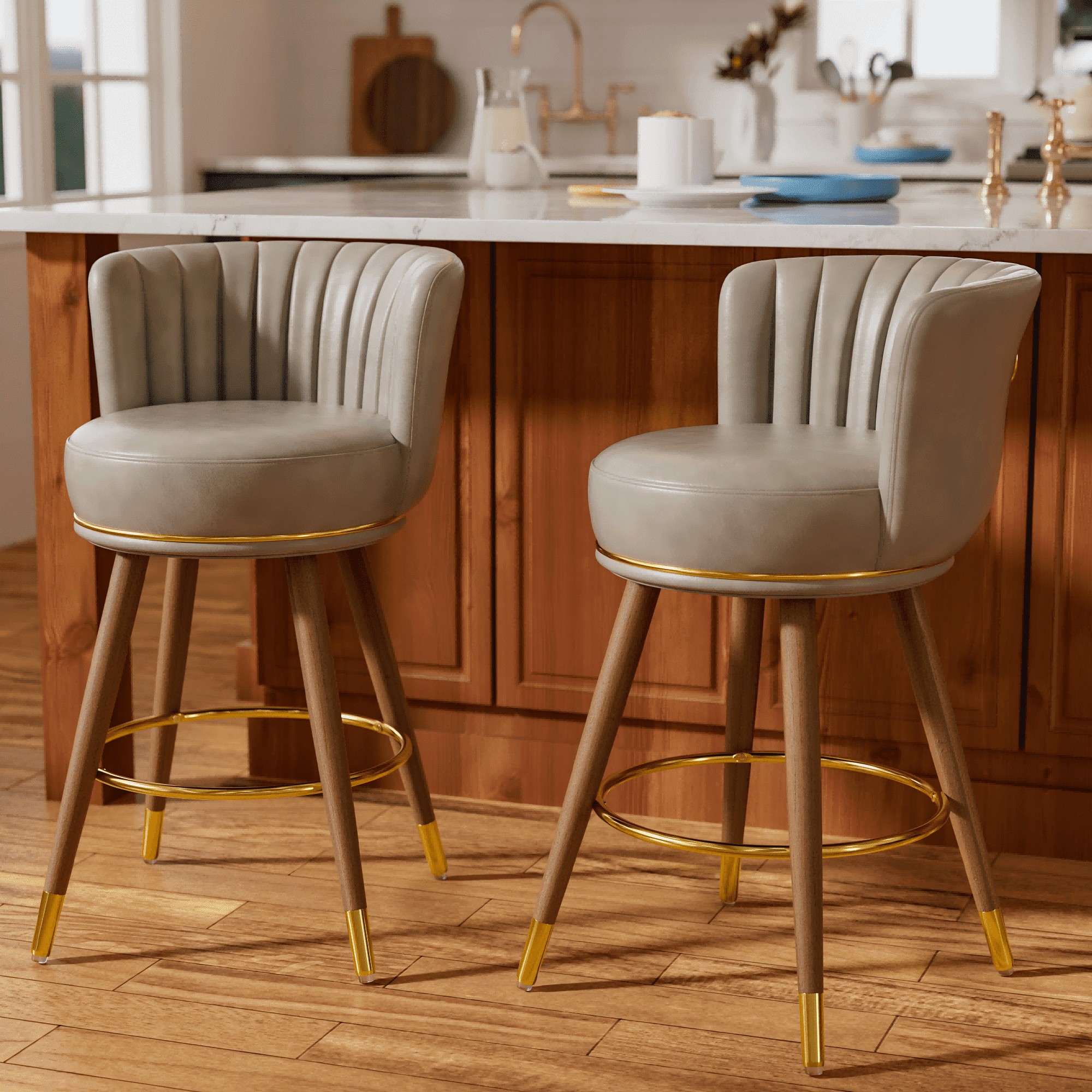 HomeZeer 26" Counter Height Bar Stools, Furniture Round Low Back ...