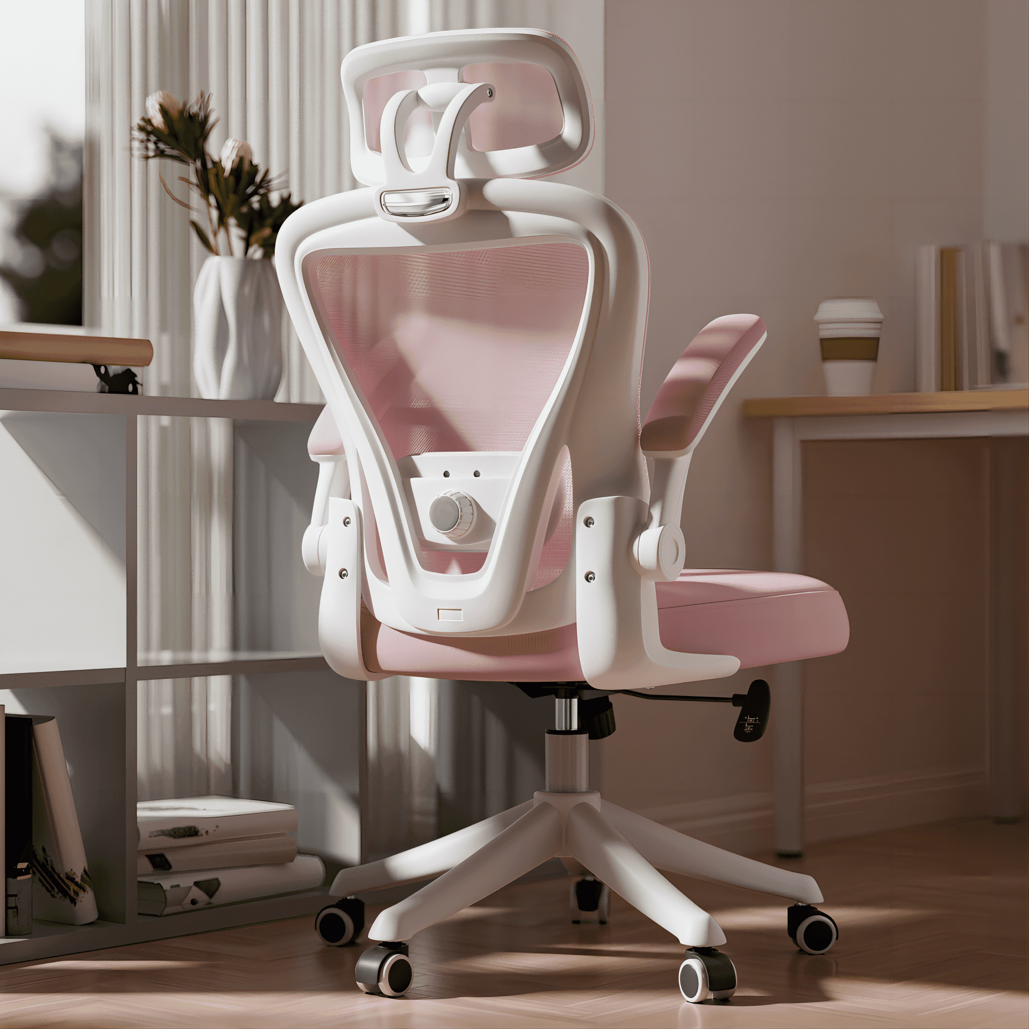 HomeZeer Mesh Office Desk Chair with Flip Arms, Swivel, Lumber Support ...