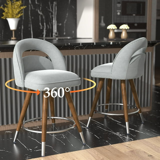 HomeZeer Swivel Counter Height Bar Stools Set of 2, 24 Inch Modern ...