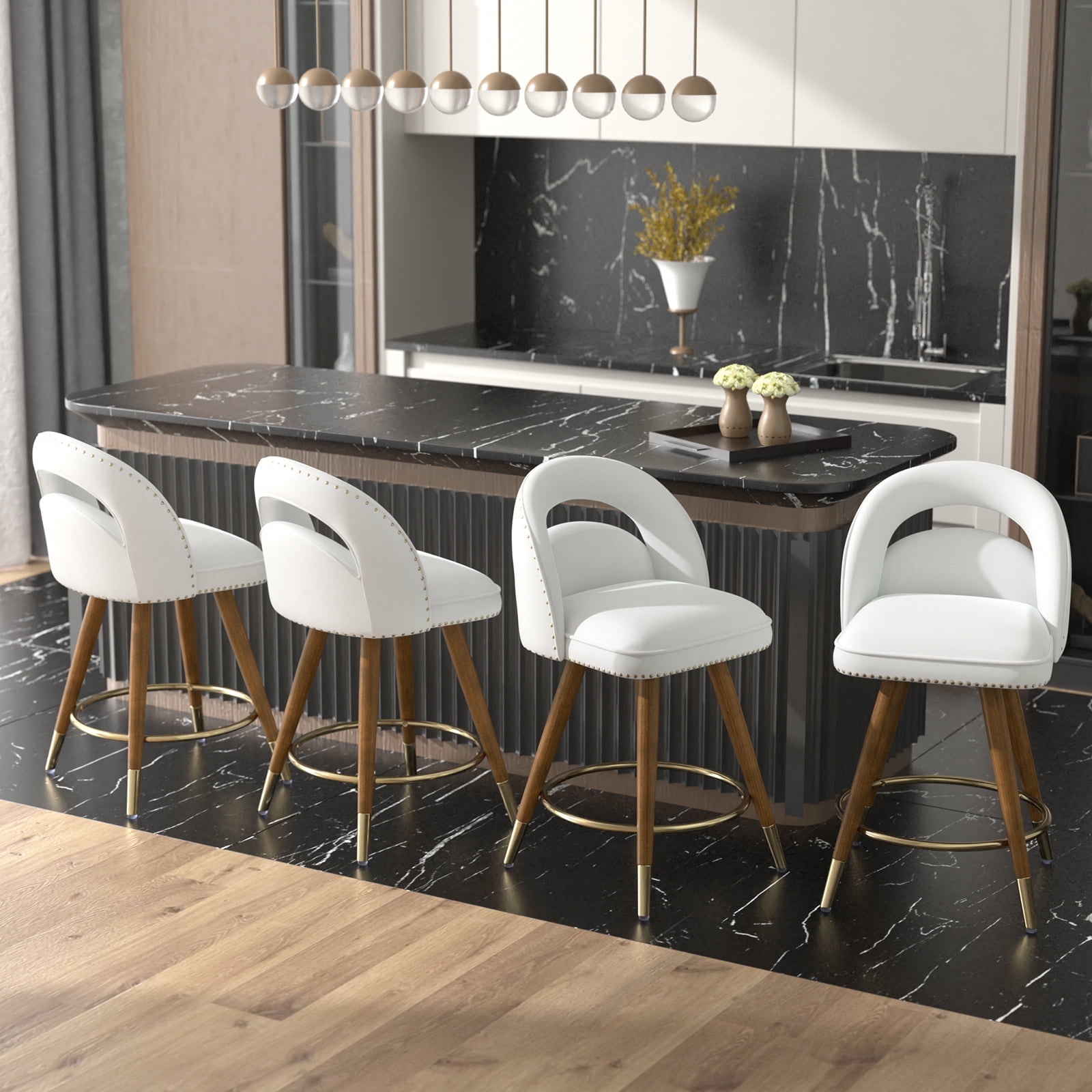 HomeZeer Swivel Counter Height Bar Stools Set of 4, 24 Inch Modern ...