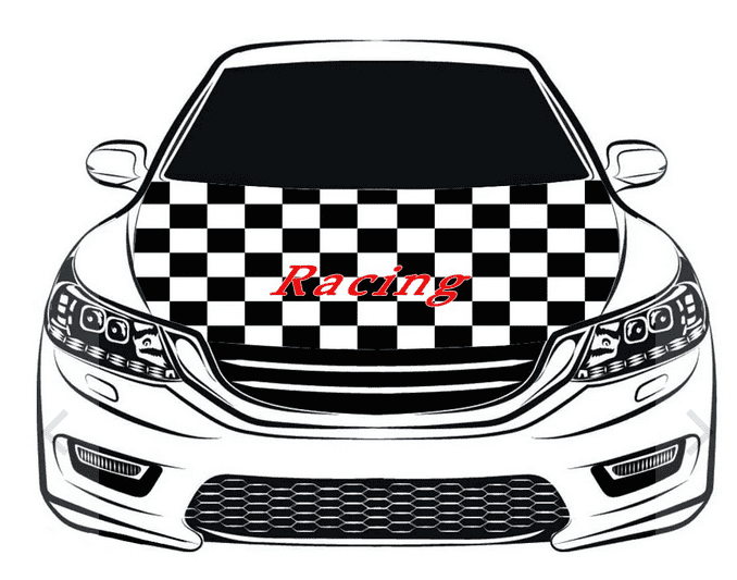 Homearda Black and white checkered flag Car Hood Cover flag Banner ,6x7 ...