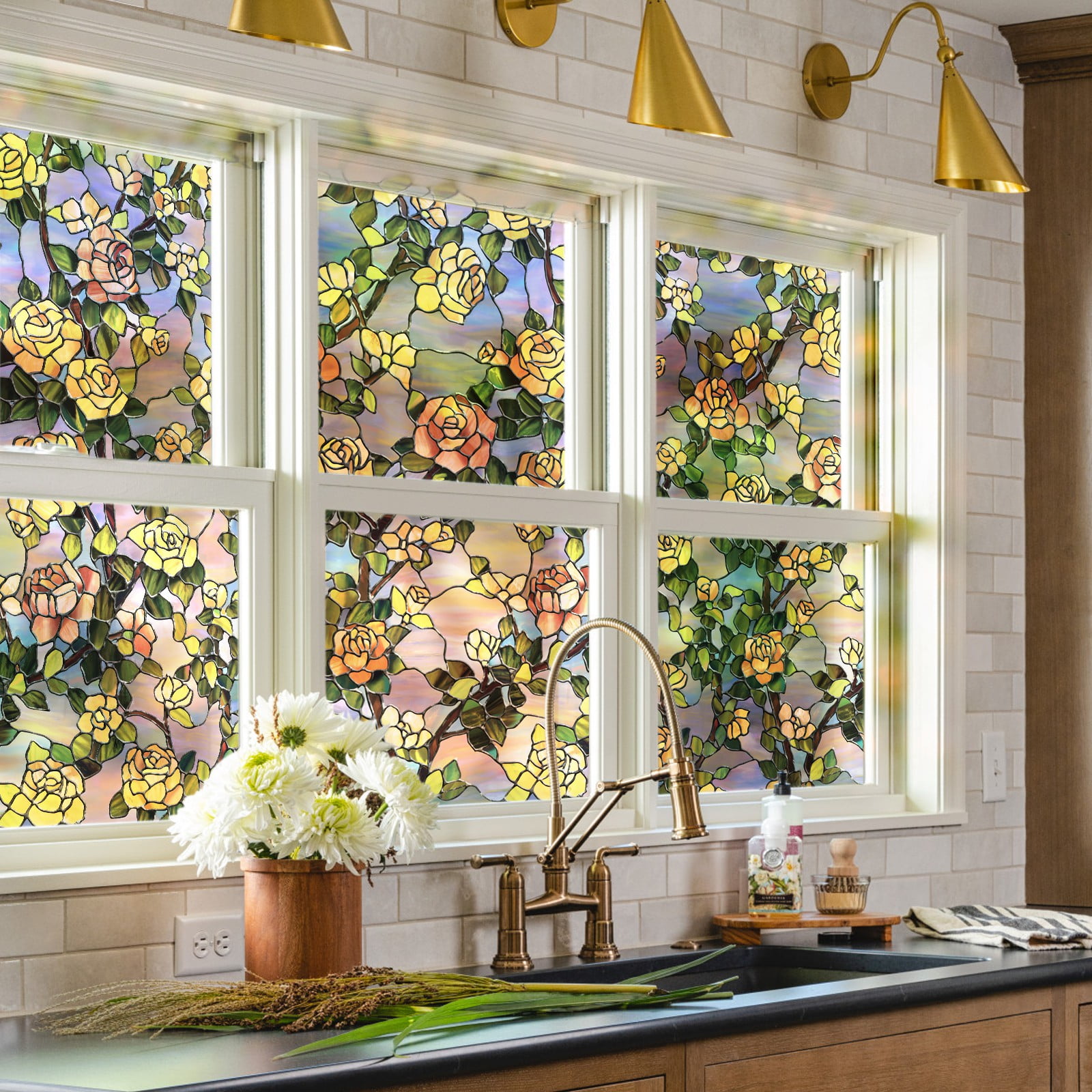 Homease 44 cm x 120 cm 3D Rose Stained Privacy Window Film - Walmart.com