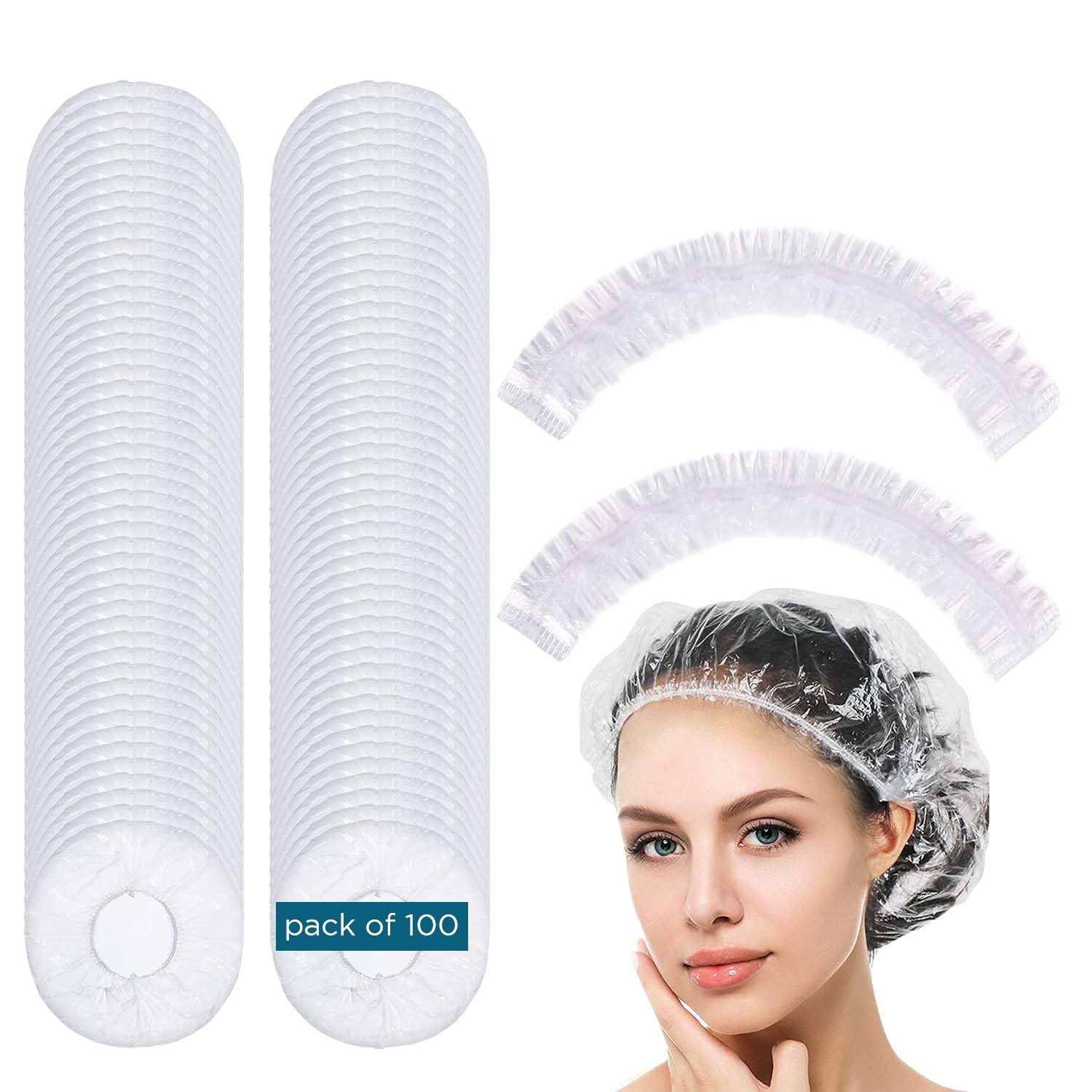 Homeaura Waterproof Shower Caps 100 Pieces Disposable and Reusable ...