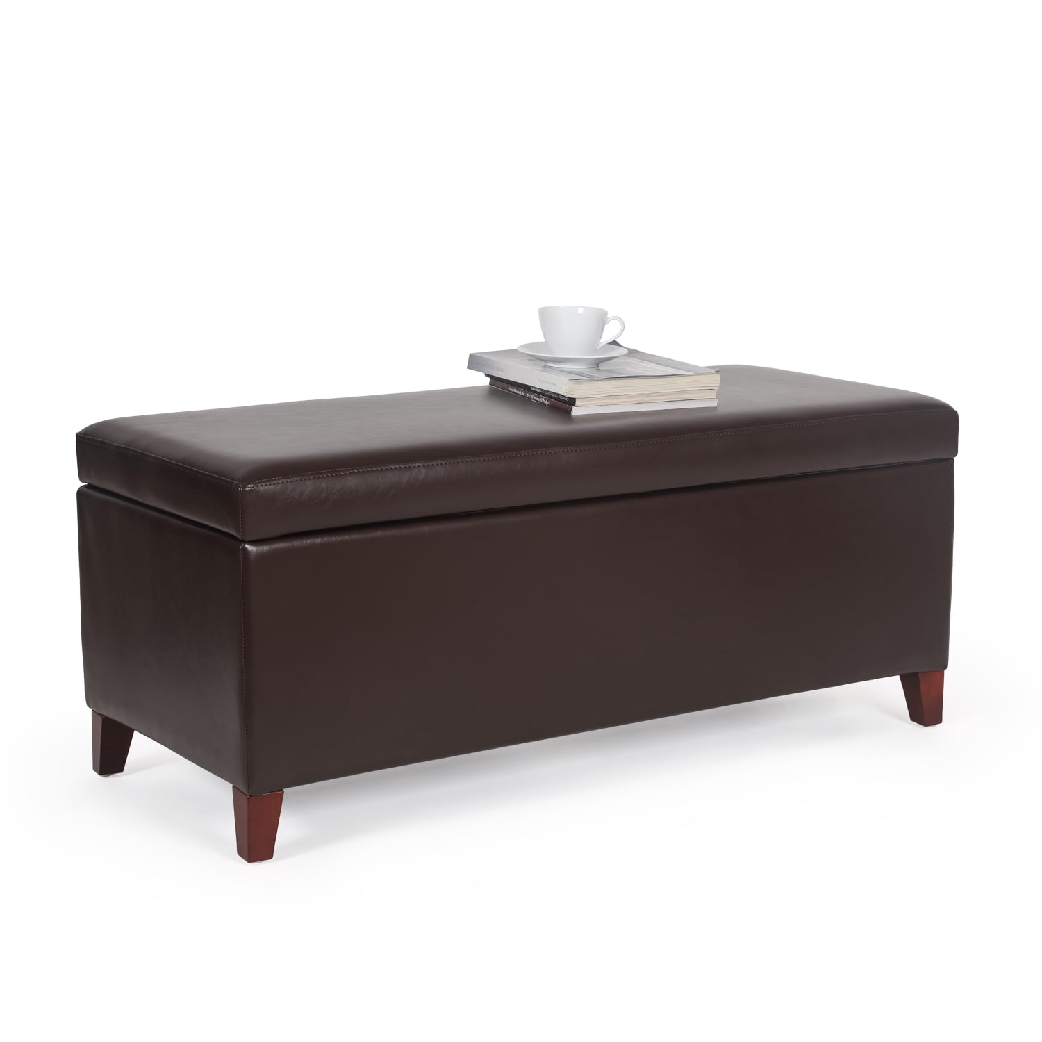 Homebeez 42 Inch Wide Rectangle Lift Top Storage Ottoman Bench Faux