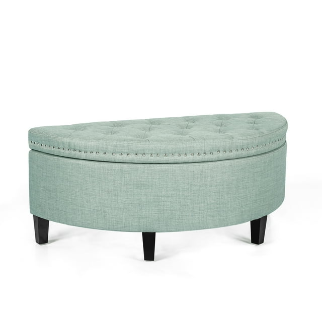 Homebeez 43.5" Half Moon Storage Ottoman,Button Bedroom Benches for ...
