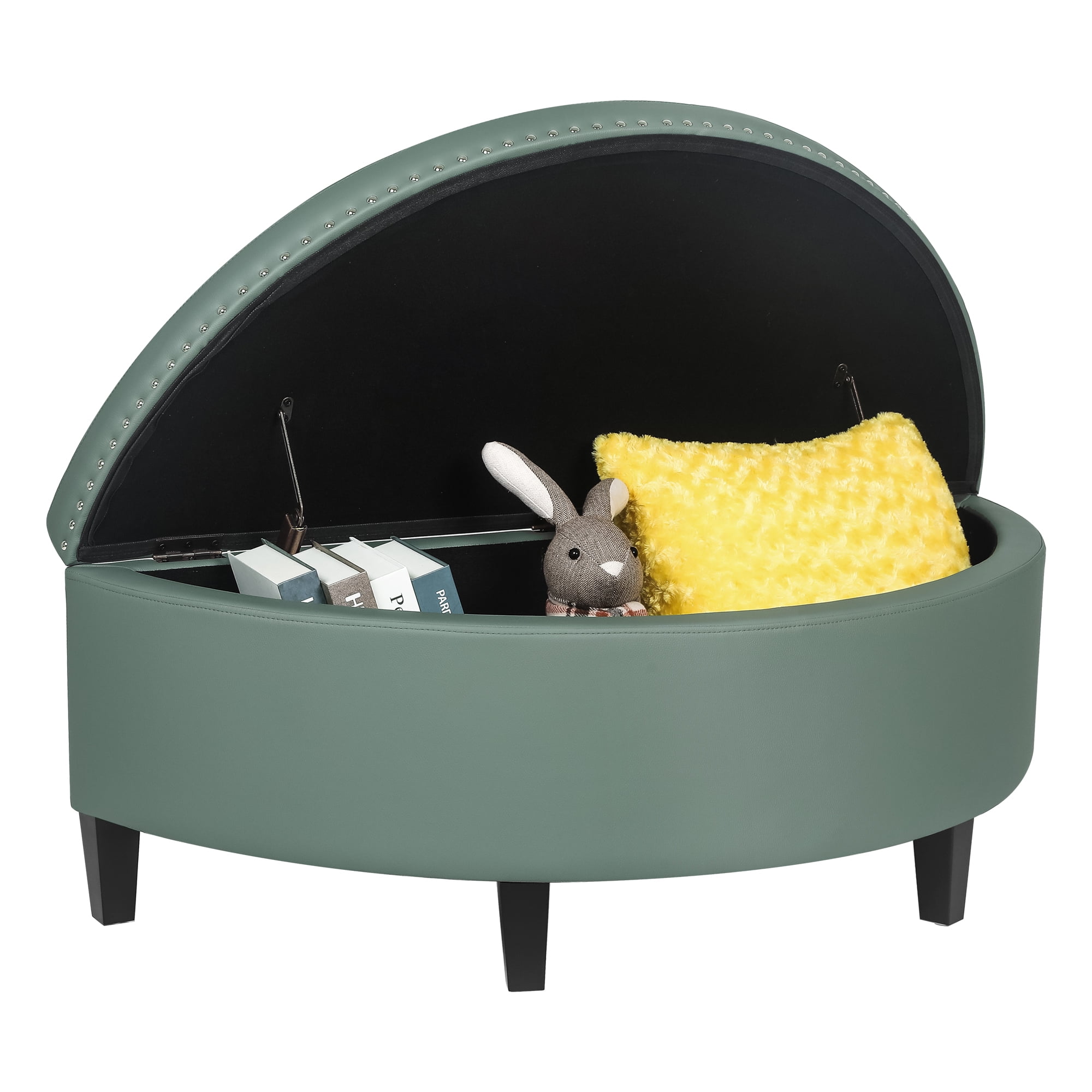 Homebeez 43.5" Half Moon Storage Ottoman,Button Bedroom Benches for ...
