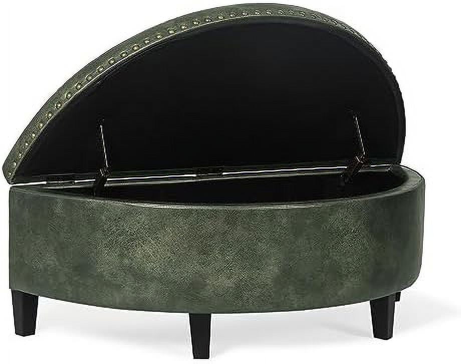 Homebeez 43" Half Moon Storage Ottoman Bench, End of Bed Storage Chest ...