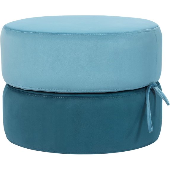 Homebeez Double Layer Stackable Pouf Ottoman, Fabric Modern Round Foot ...