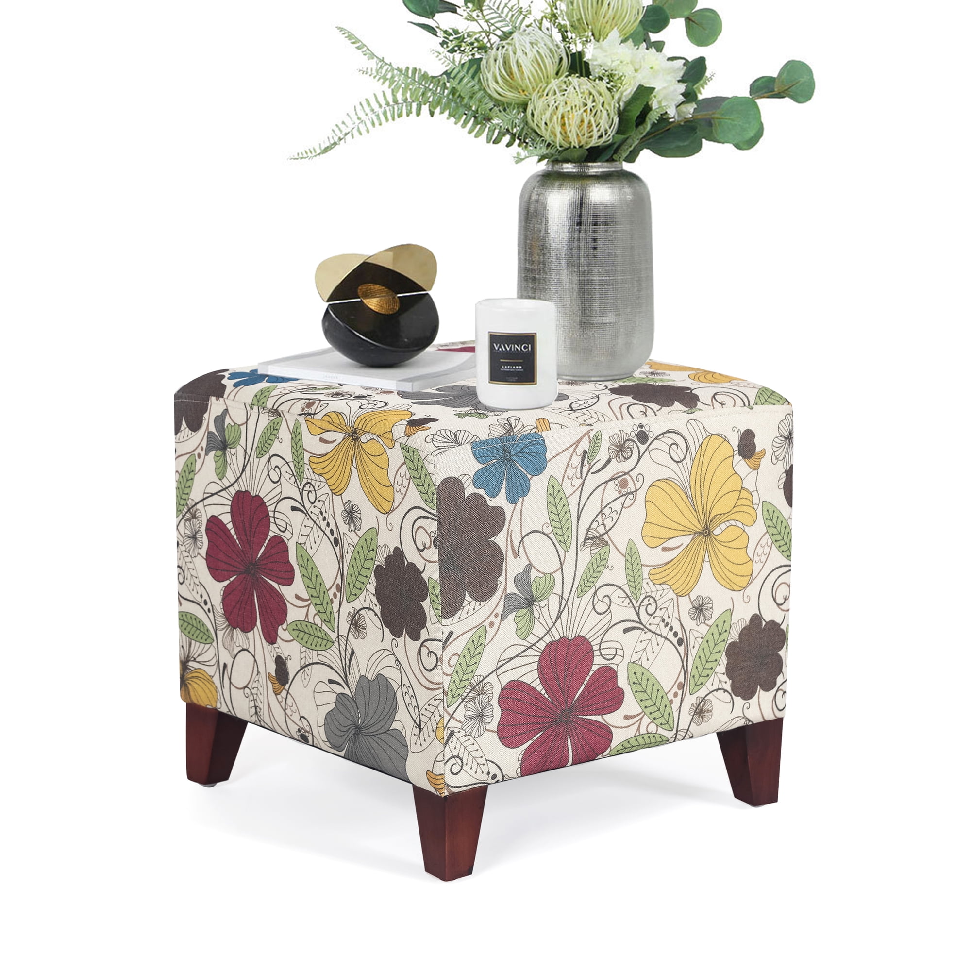 Homebeez Fabric Ottoman Square Footstool Padded Footrest Seat Sofa ...