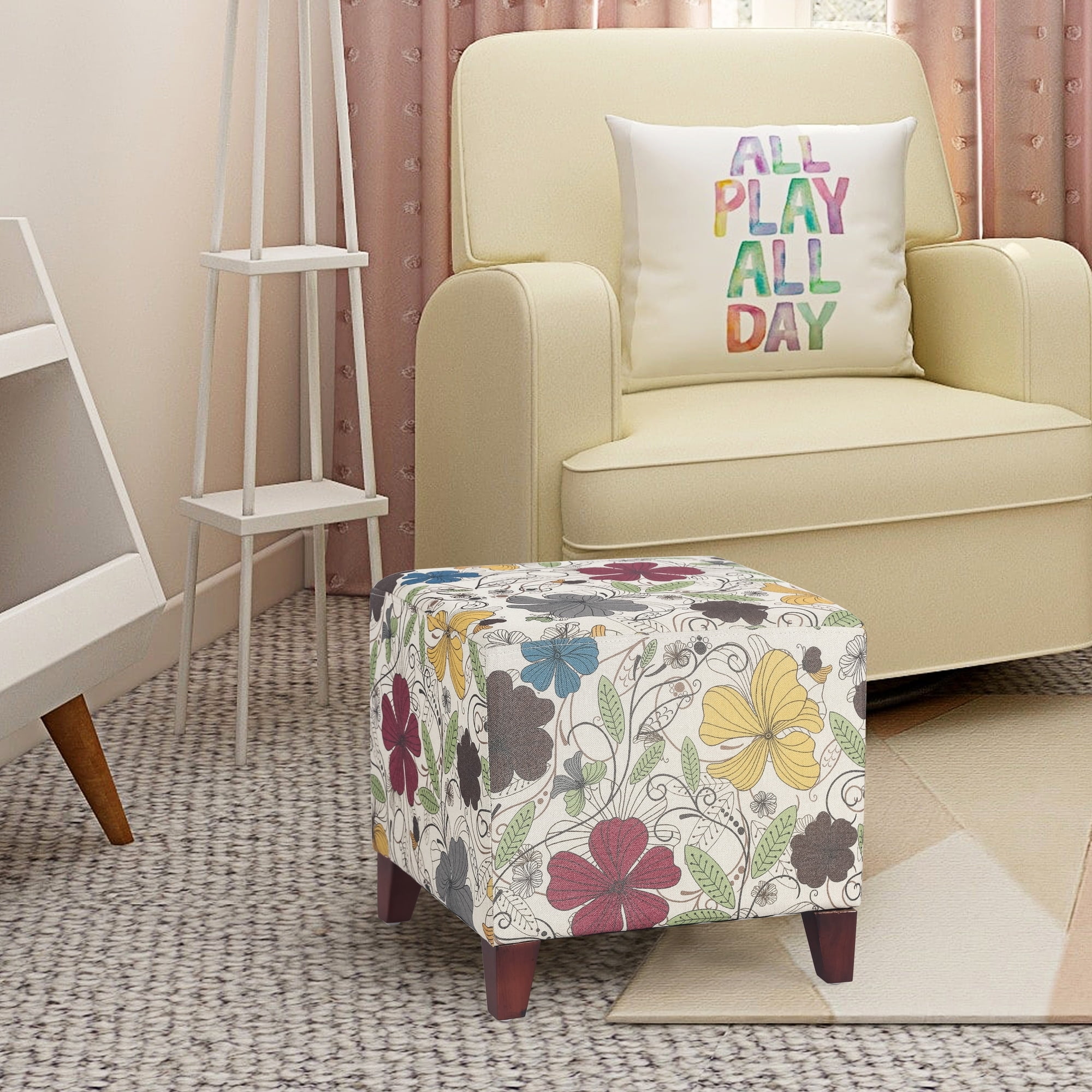 Free Shipping! Homebeez Fabric Ottoman Square Footstool Padded Footrest ...