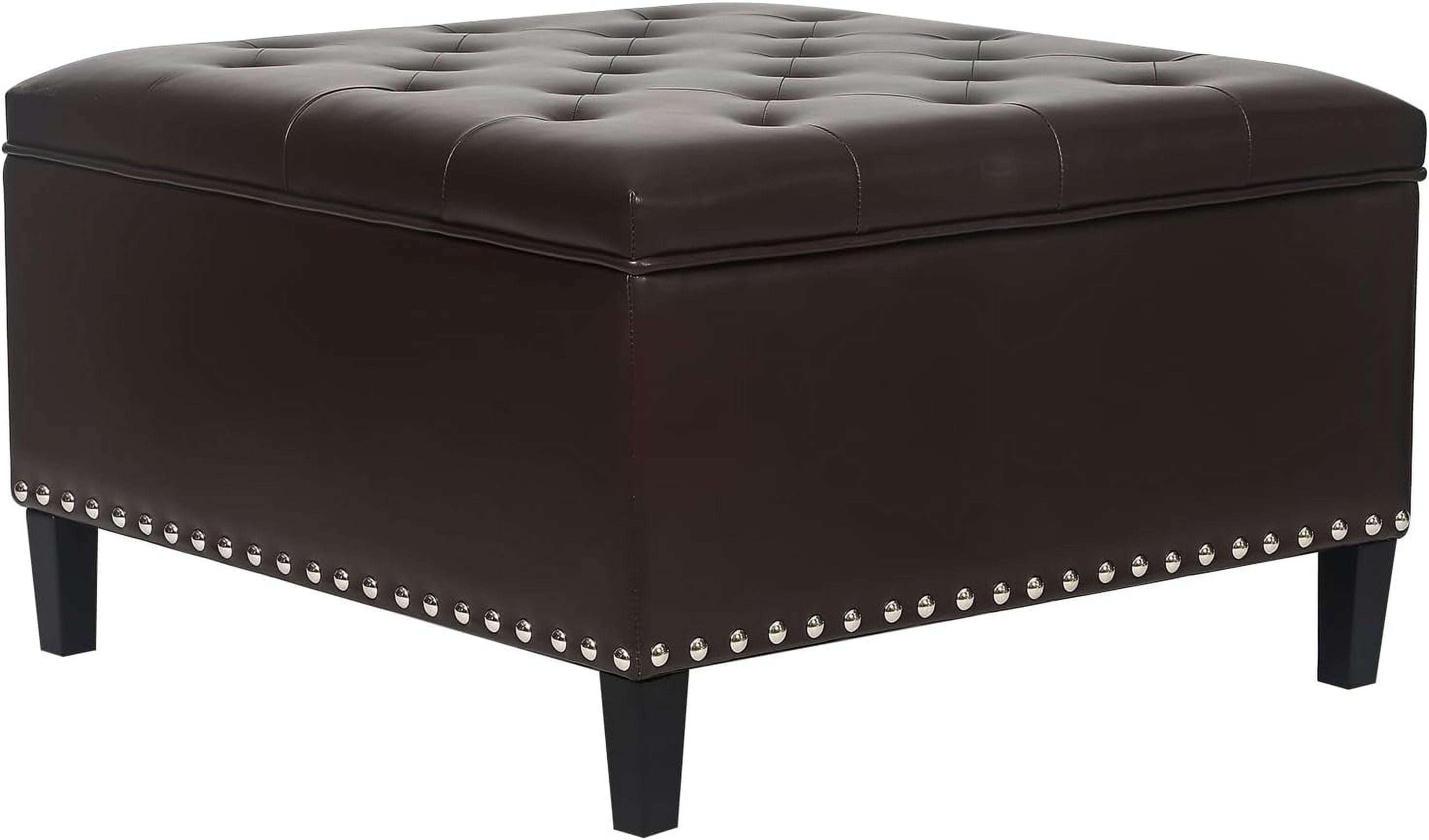 Homebeez Faux Leather Storage Ottoman Bench, Square Coffee Table ...
