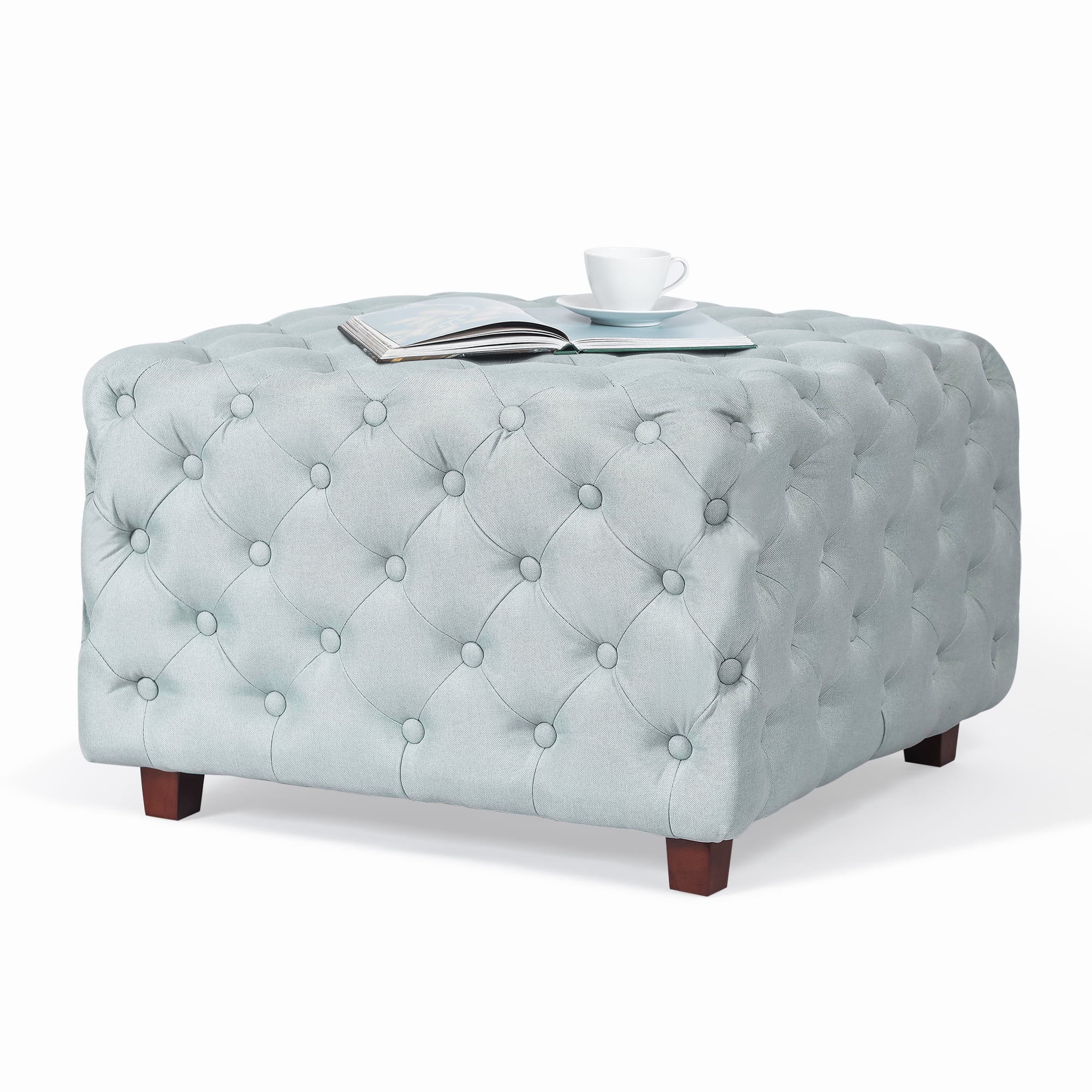 Homebeez Middle Century Upholstered Tufted Coffee Table with Padded ...