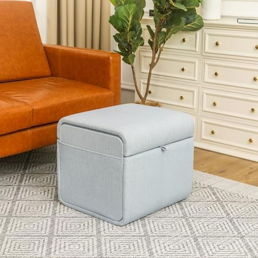 Homebeez Rectangular Storage Ottoman Cube Footrest with Side Pocket ...
