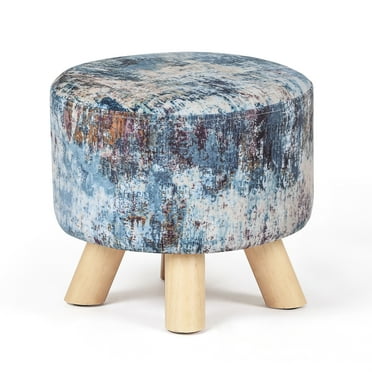 Homebeez Round Cushioned Ottoman Stool, Comfy Footrest with Wood Legs ...