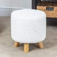 Homebeez Round Cushioned Ottoman Stool, Comfy Footrest with Wood Legs ...