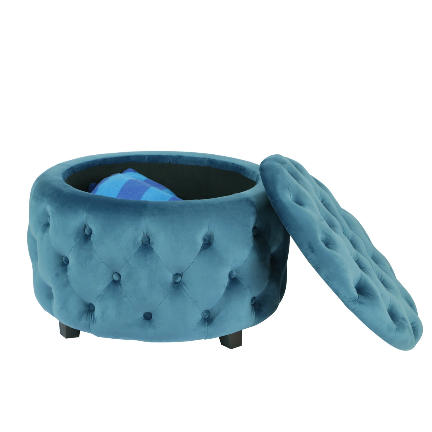 Homebeez Velvet Storage Ottoman,Upholstered Tufted Ottoman Coffee Table ...