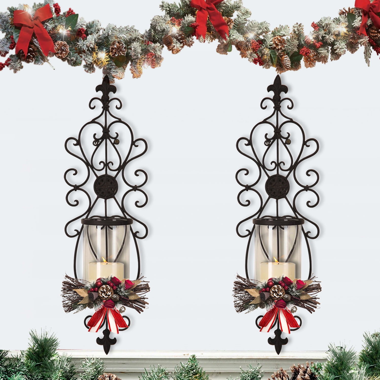 Homebeez Wall Mounted Candle Holders,Hanging Wall Sconces for Bedroom ...