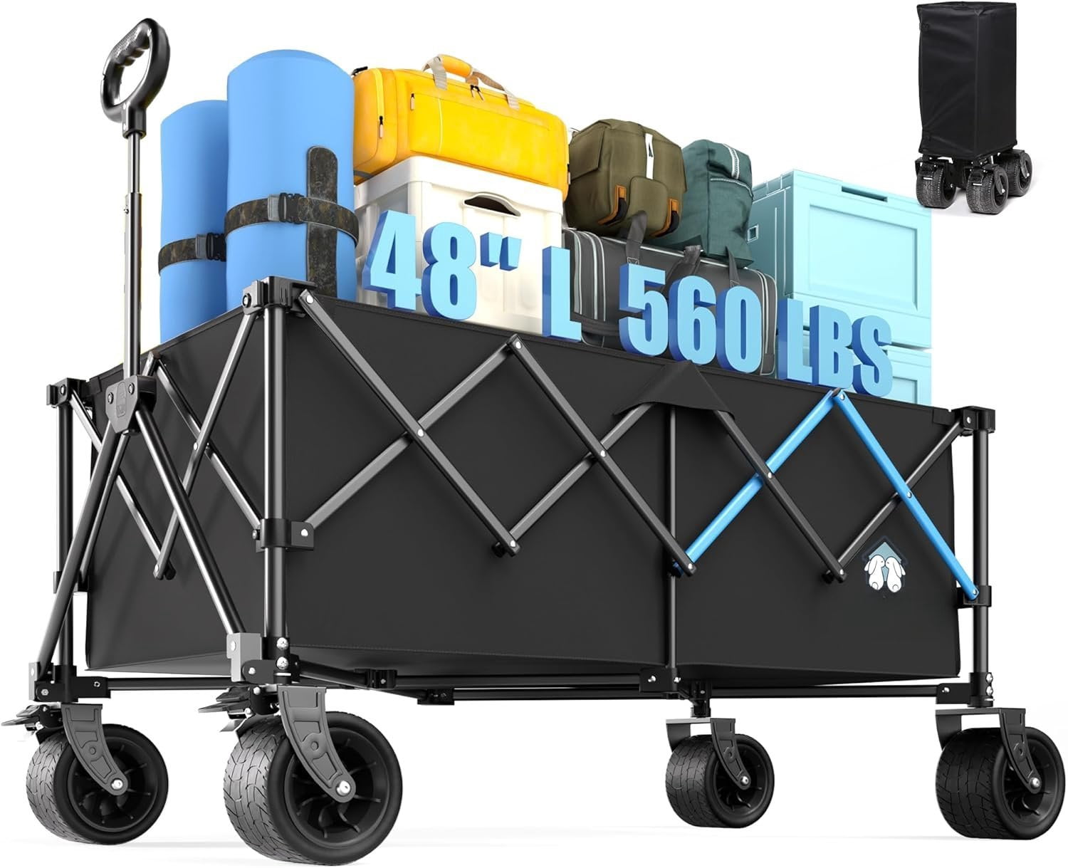 Homebetta XL Collapsible Wagon Cart,48" Collapsible Utility Wagon with ...