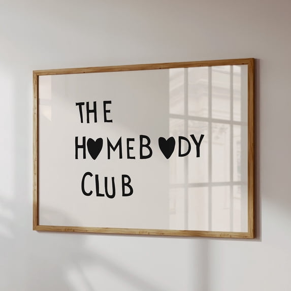 Homebody Club Art Print: Minimalist Heart Poster, Trendy Decor UNFRAMED ...