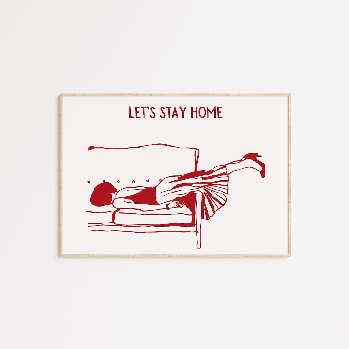 Homebody Club Introvert Poster Horizontal Red Poster Bar Cart Wall Art ...