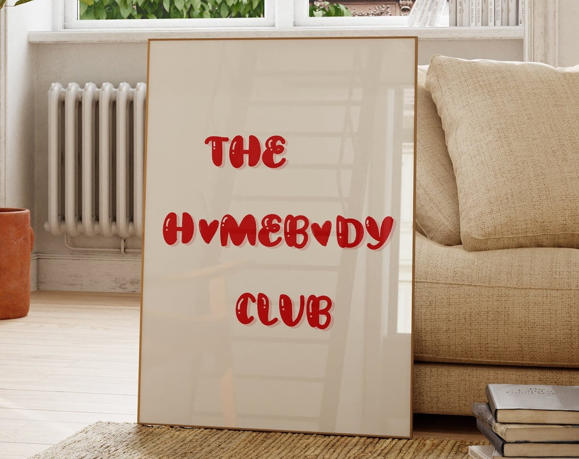 The Homebody Club Print, Minimalist Heart Poster, Trendy Home Decor ...