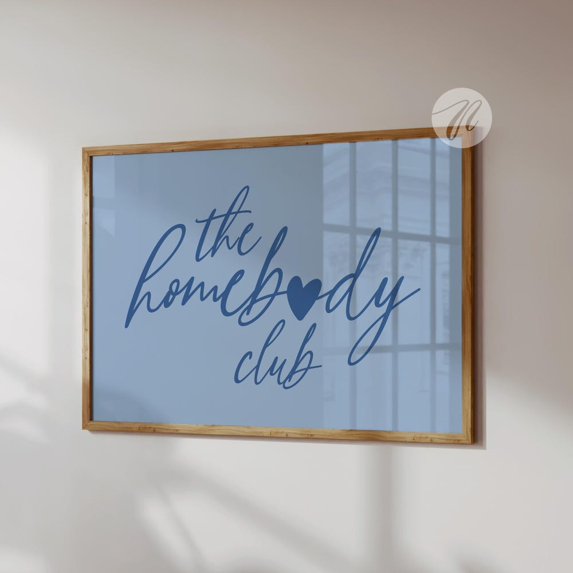 Homebody Club Print, Navy Typography Poster UNFRAMED PAPER POSTER, Home ...