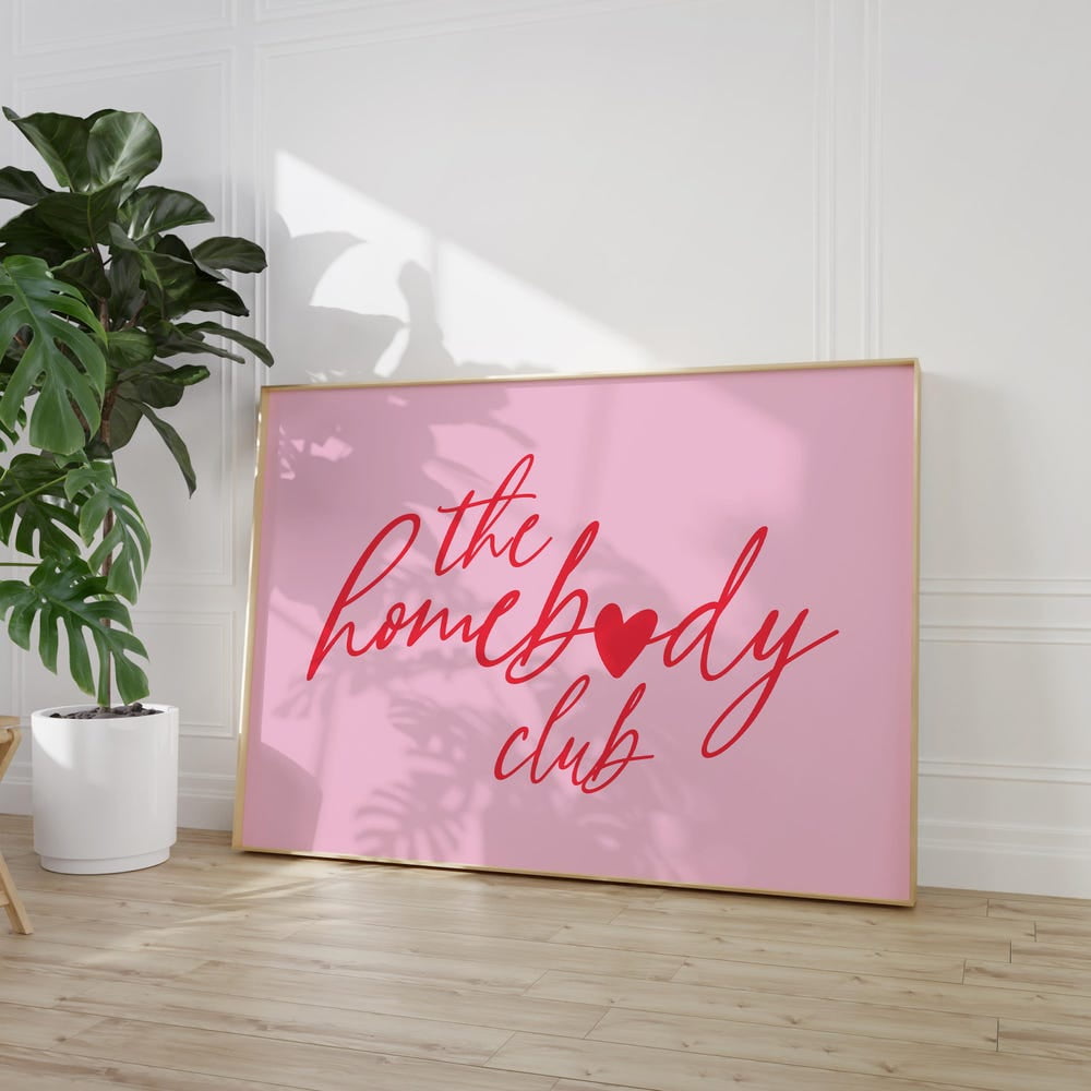 Homebody Club Print, Pink Heart, Preppy Room Decor UNFRAMED PAPER ...