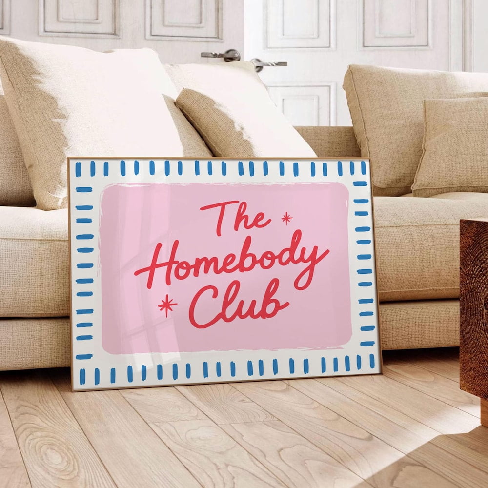 The Homebody Club Wall Art, Self Care Room Decor, Cozy, Introvert ...