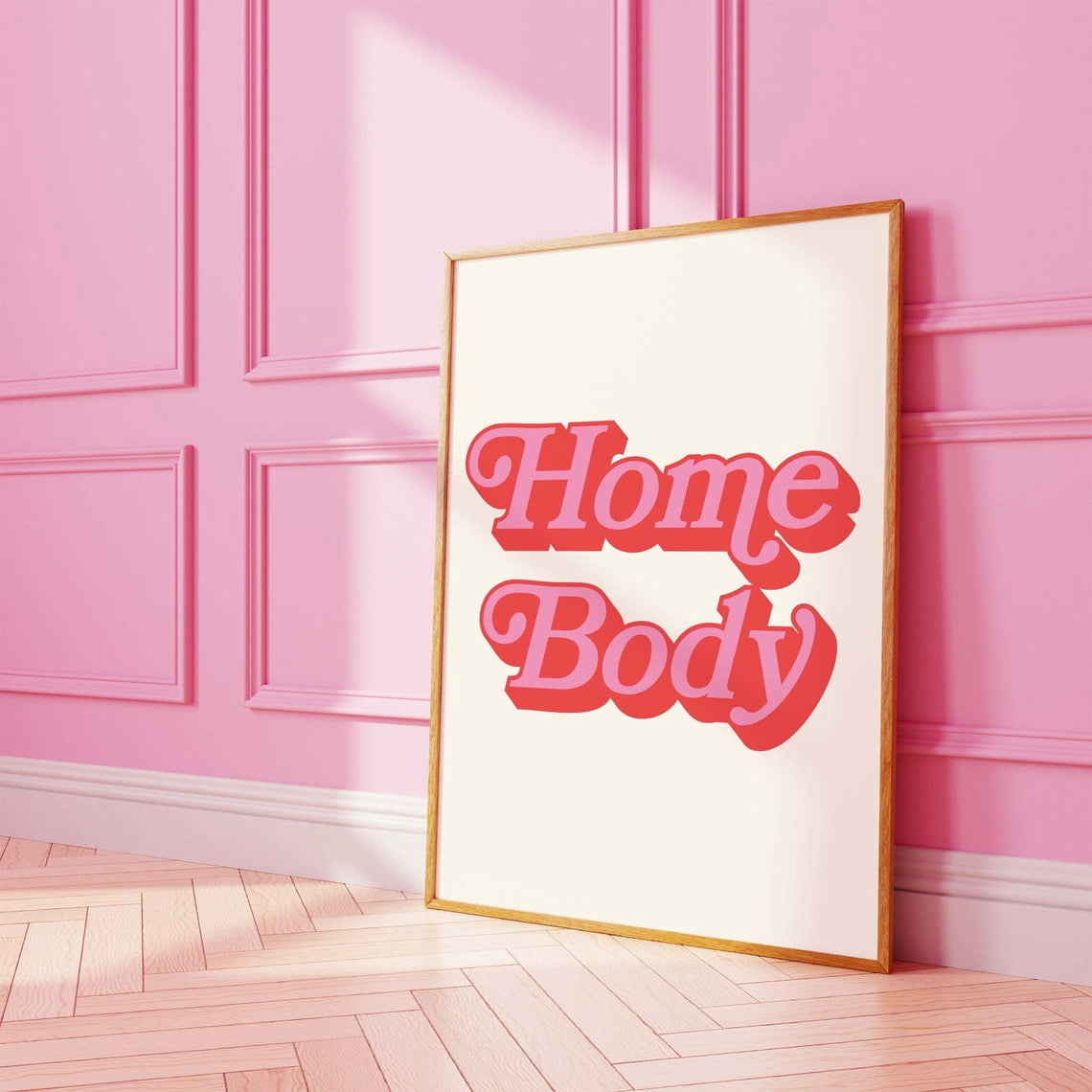 Homebody Poster Minimal Red Pink Typography Art Cute Wall Trendy Poster ...
