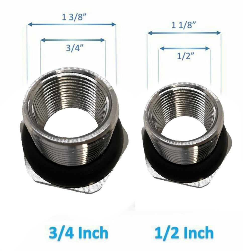 Homebrew Beer 304 Stainless Steel Weldless Bulkhead Tank Fitting /2", 3 ...