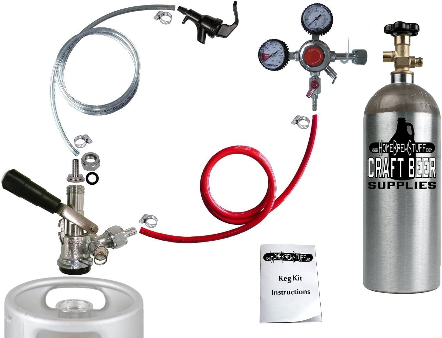 Homebrewstuff Party Beer Dispenser Keg Tap Kit with 5 LB Co2 Tank ...