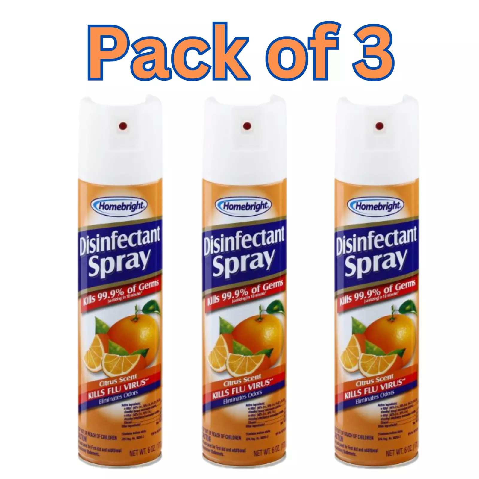 Homebright Disinfectant Spray, Citrus Scent, 6 oz, Pack of 3 - Kills 99 ...