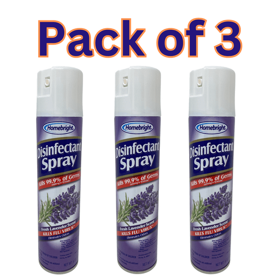 Homebright Disinfectant Spray, Fresh Lavender Scent, Pack of 3, Kills ...