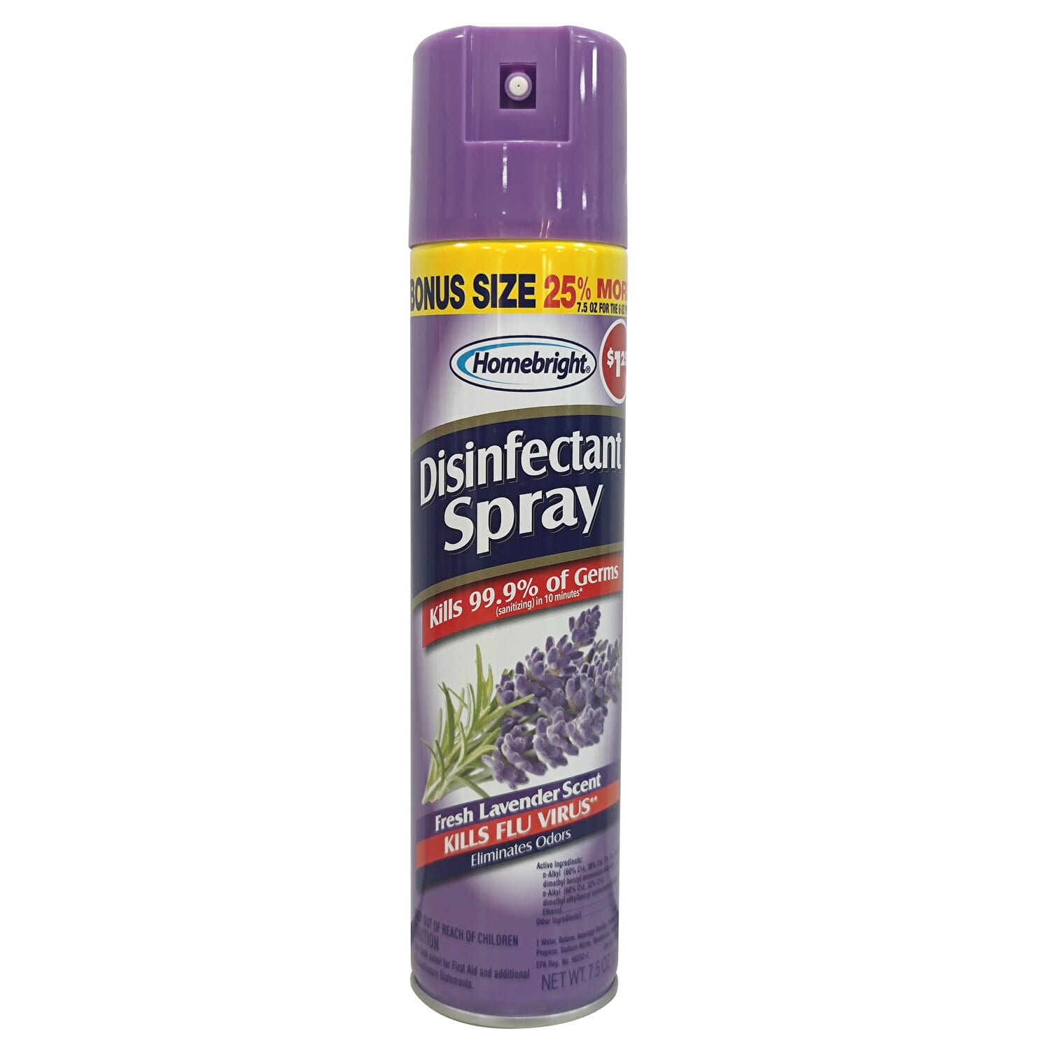 Homebright Fresh Lavender Scented Disinfectant Spray, 7.5 oz. - Walmart.com