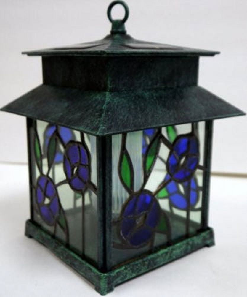 Homebrite 30111 Large Metal Solar Lantern with Hand Blowned Stained ...