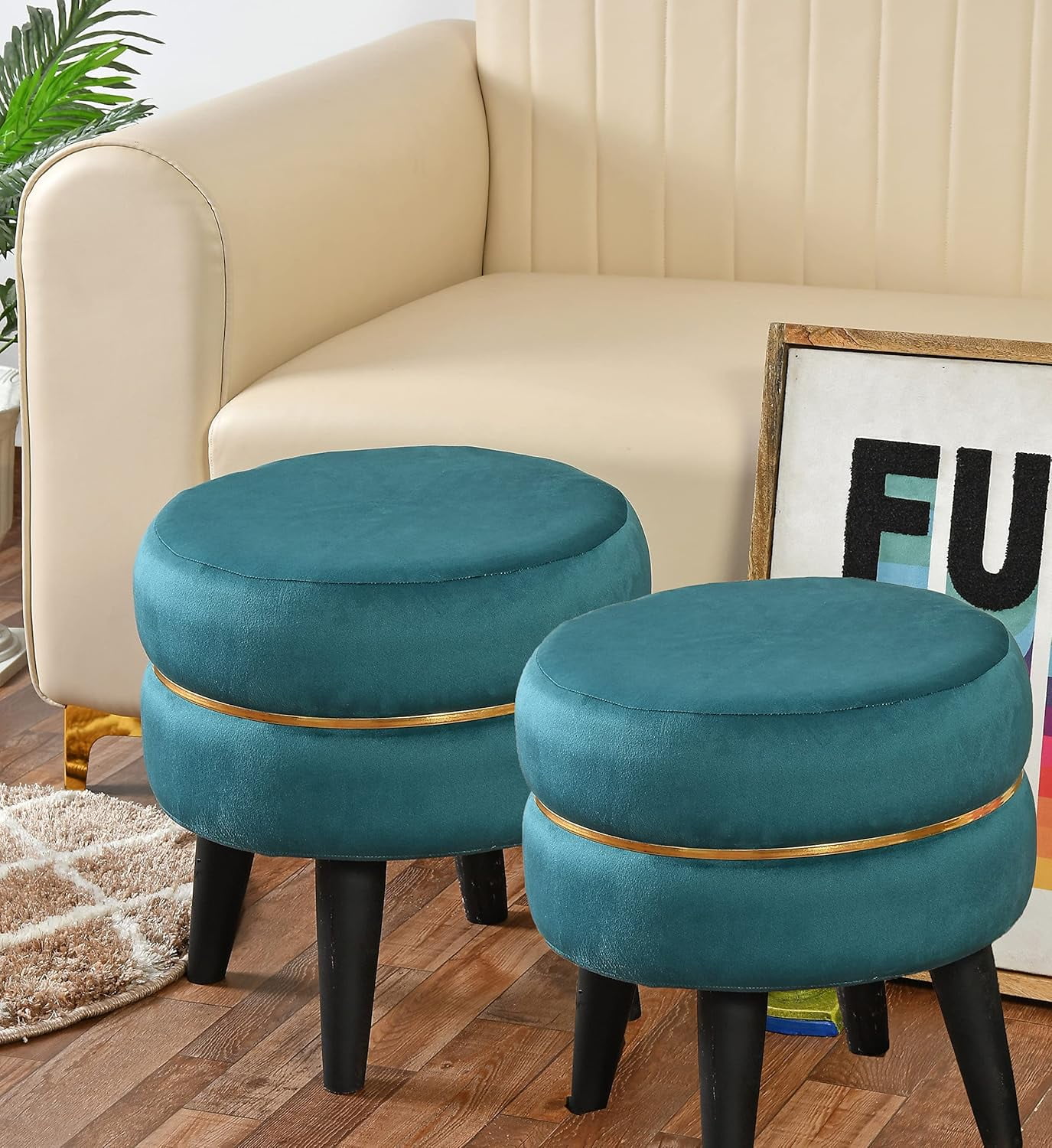 Homebuk Ottoman Pouff Pouffes for Living Home Sitting Foam Upholder ...