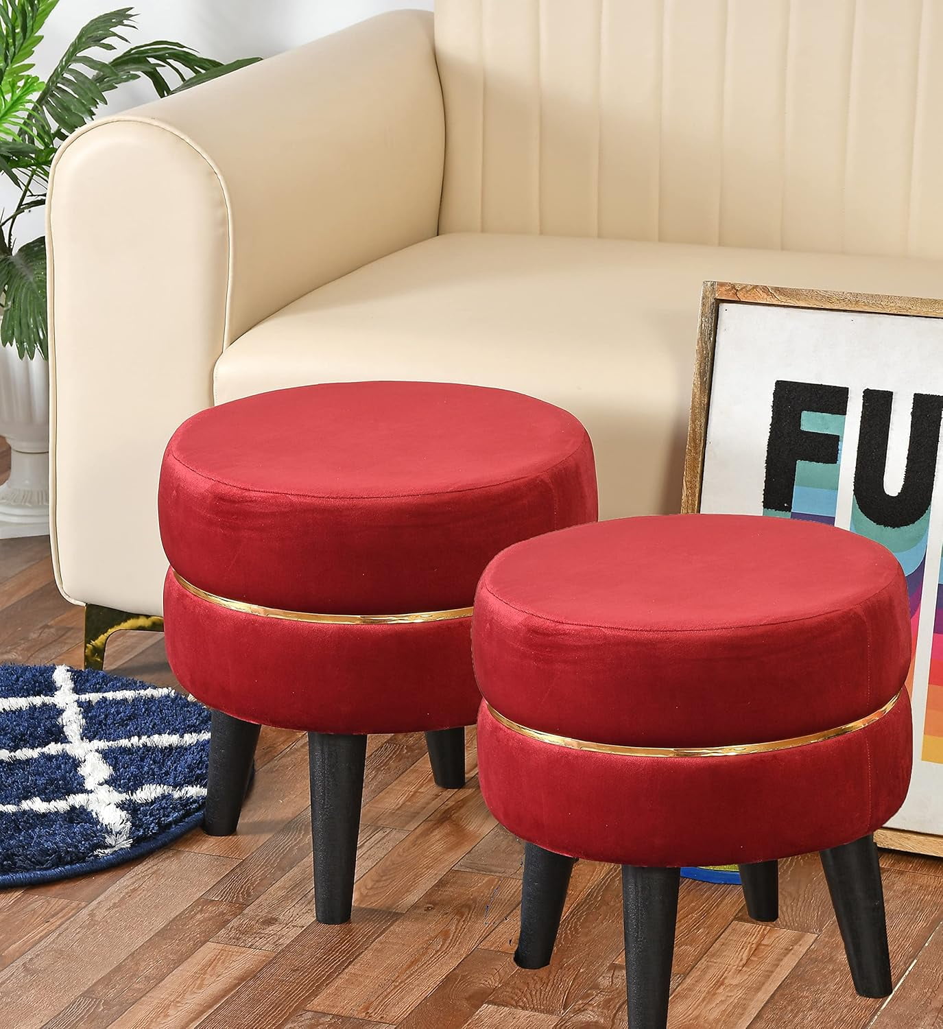 Homebuk Ottoman Pouff Pouffes for Living Home Sitting Foam Upholder ...