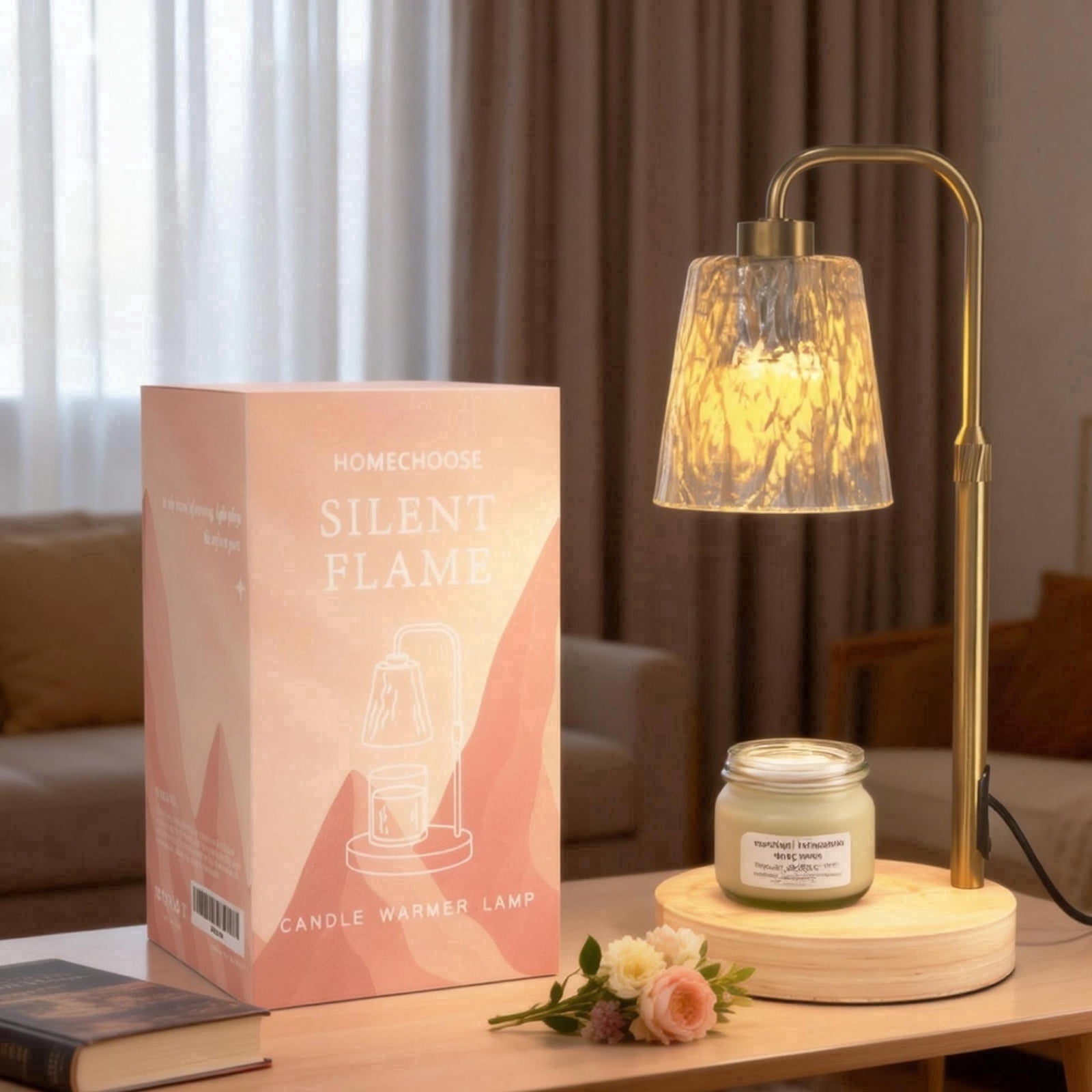 Homechoose Gold Adjustable Candle Warmer Lamp with Dimmer, Wax Warmer ...