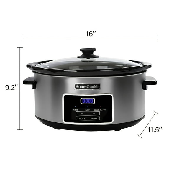 Homecookin Digital Slow Cooker - Non-Stick Ceramic Bowl, Programmable ...