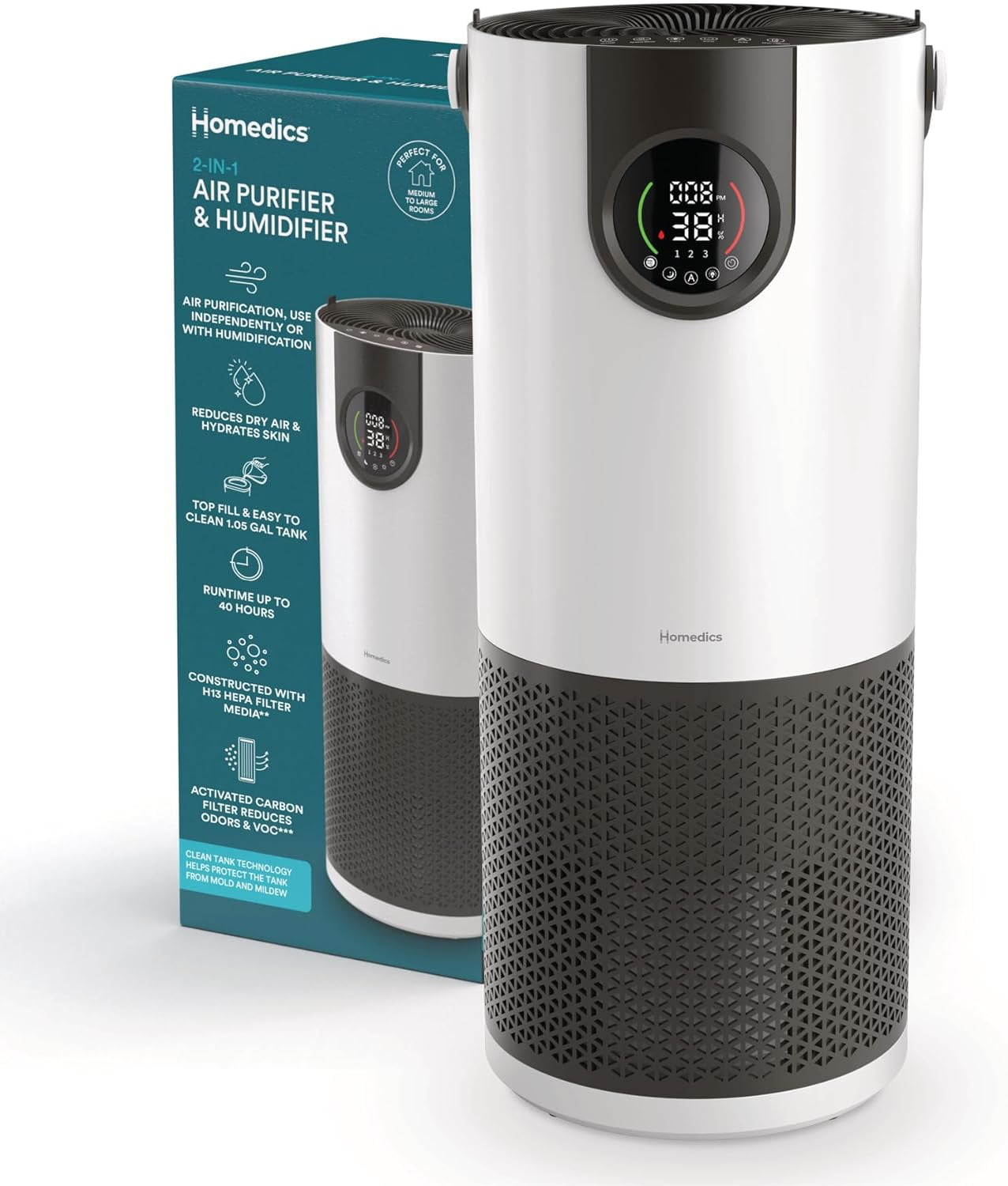 Homedics 2-in-1 Cool Mist Humidifier & Air Purifier – Humidifies ...