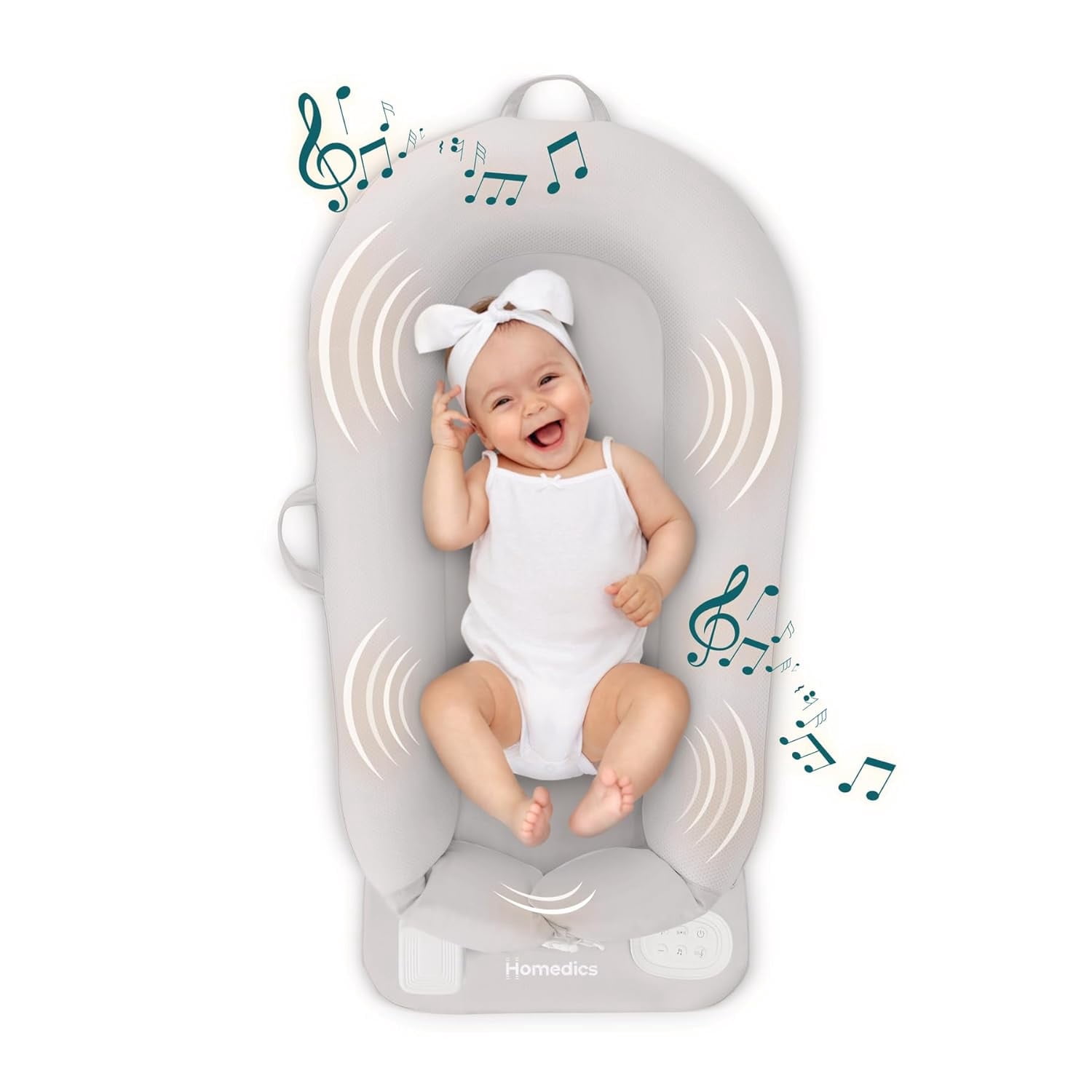 Homedics 3-in-1 Calming Baby Cushion, Soothing Comfort for Newborns ...