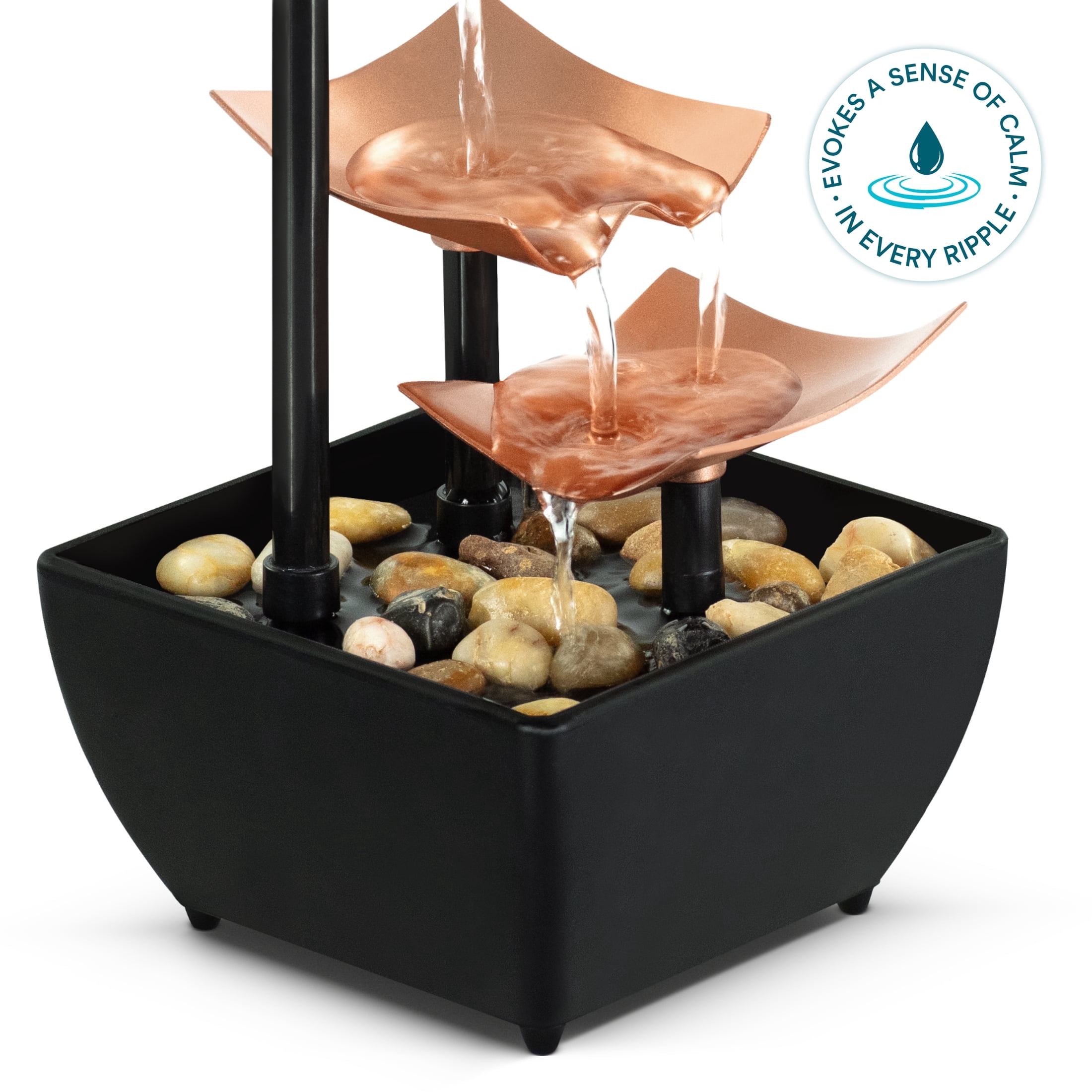 Homedics Golden Dew Tabletop Indoor Water Fountain, with Natural River ...