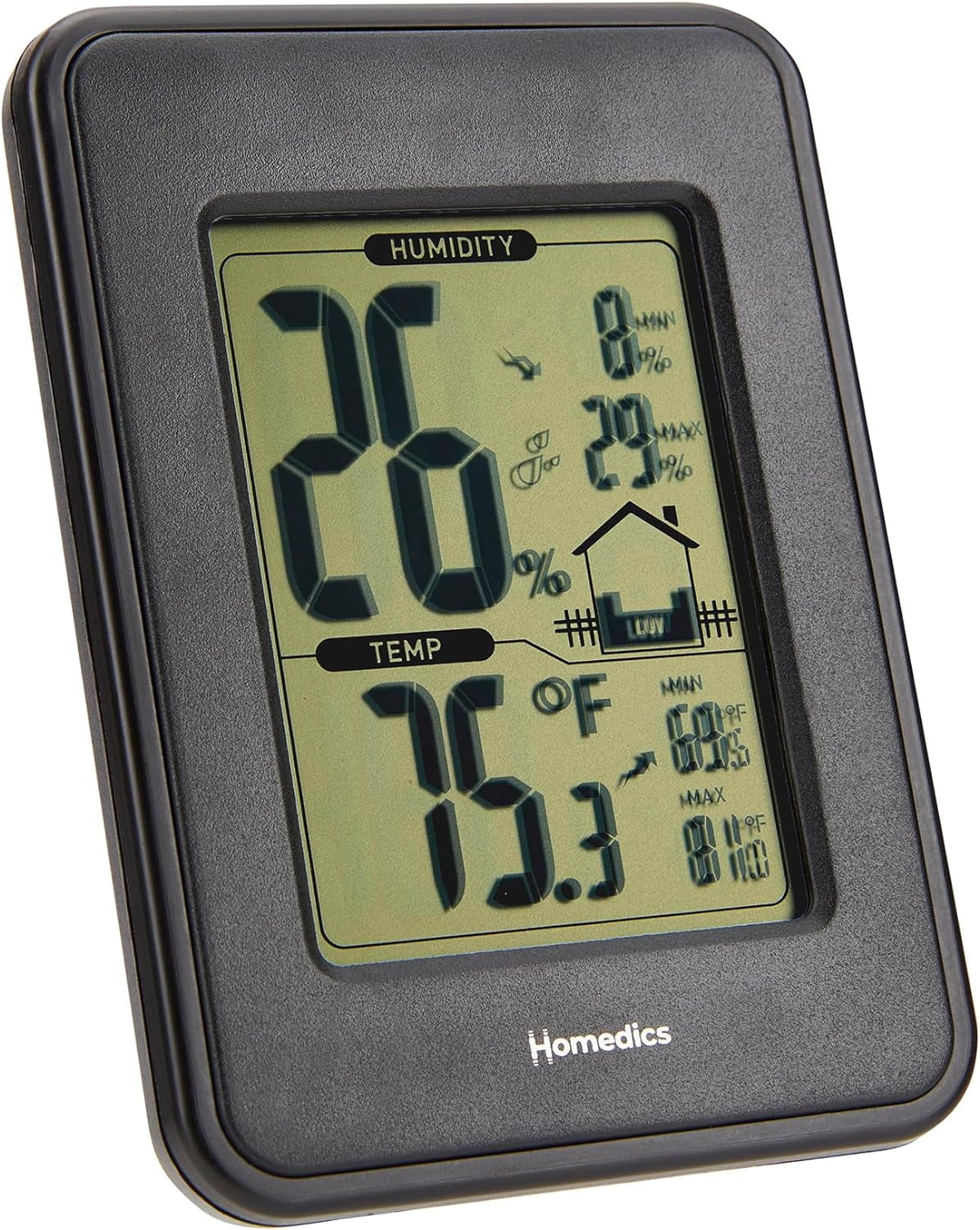 Homedics Indoor Humidity Monitor, Easy-Read Hygrometer to Monitor Indoor Air Comfort, Battery ...