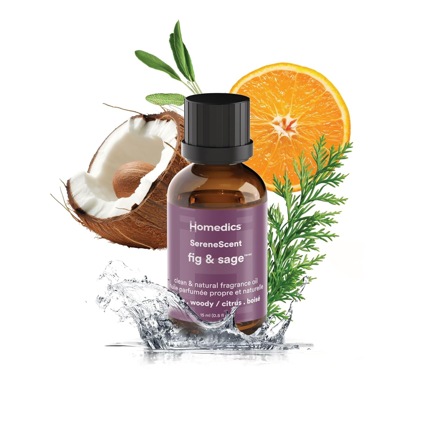 Homedics SereneScent Fig & Sage Home Fragrance Oil, 15 ml, for use with ...