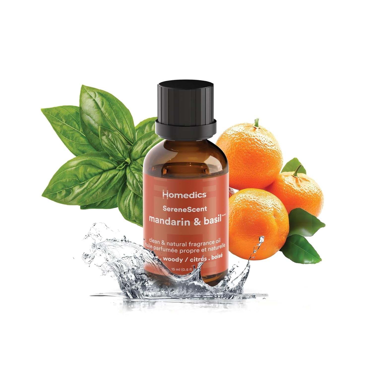 Homedics SereneScent Mandarin & Basil Home Fragrance Oil, 15 ml, for ...