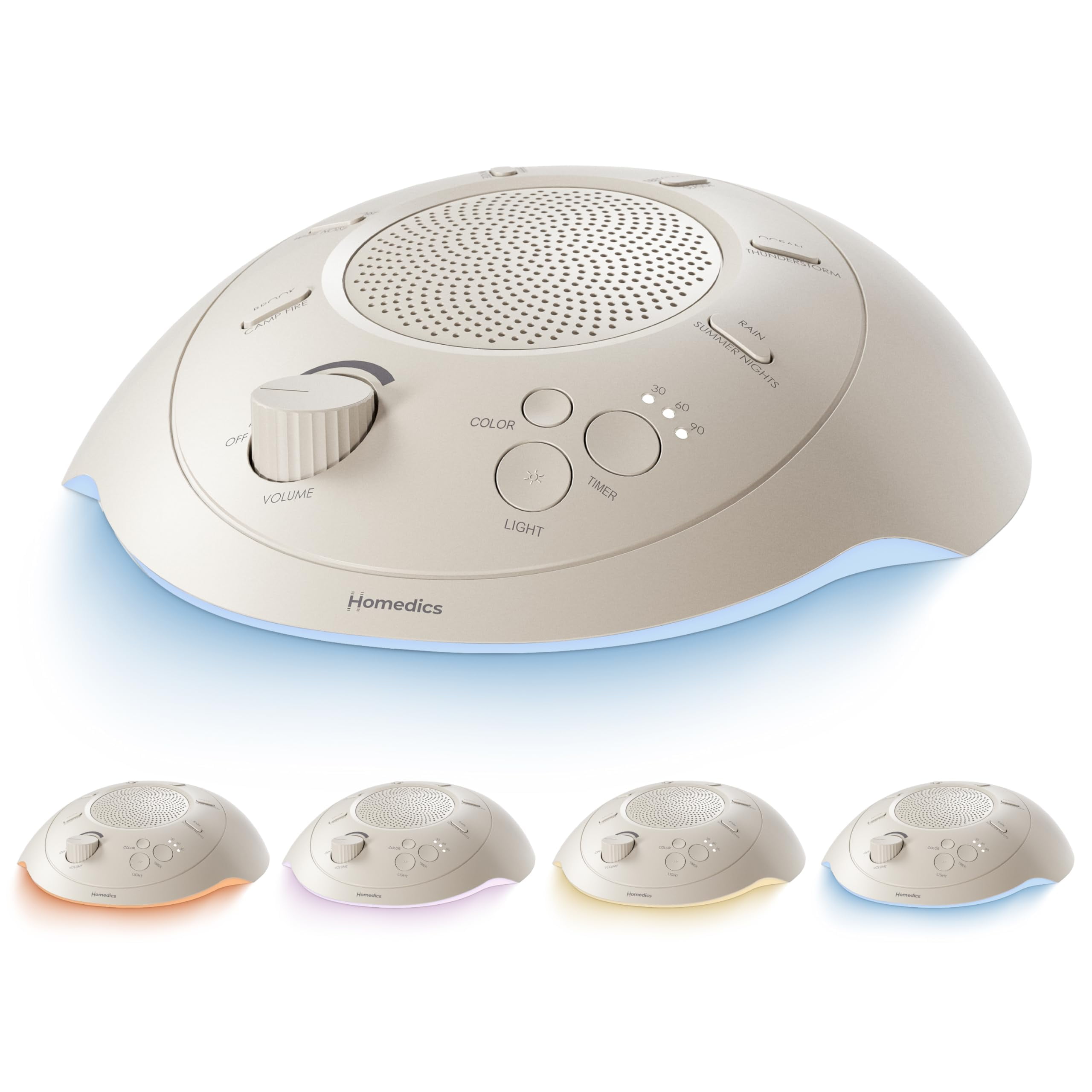 Homedics Sleep Better Portable Sound Machine, Night Light,12 Soothing ...