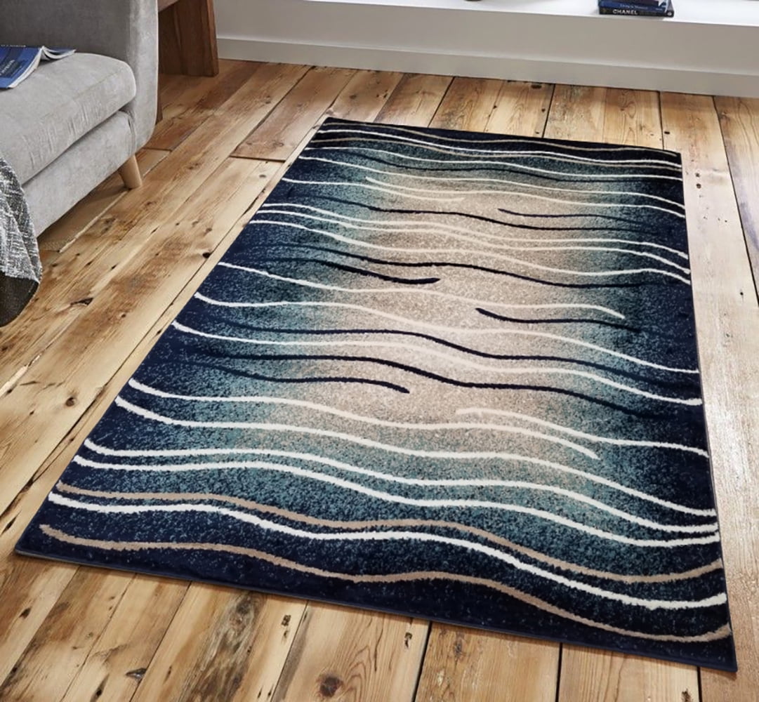 Homedora Design Contempo Rugs For Living Rooms,3001,Navy Polypropylene ...