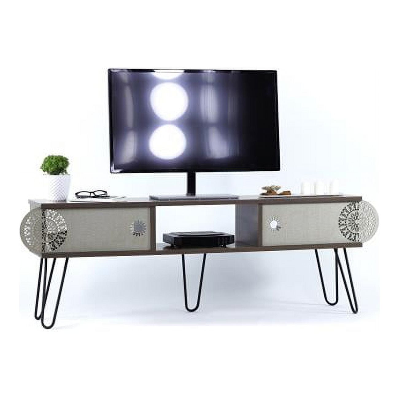 Homedora HD-RF-ILL-MT190221 Illia Maxi TV Unit , Walnut & Black ...